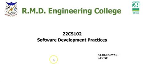 Software Engineering Practices Sdp Mrs S Logesswari Assistant Professor Cse Rmdec Youtube