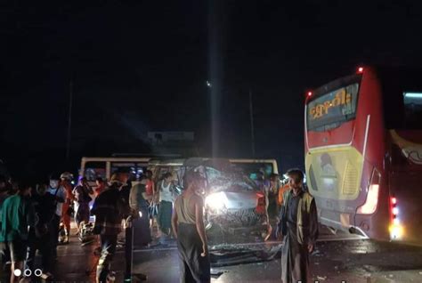 လှိုင်သာယာမြို့နယ် အောက်ထိပ်မှတ်တိုင်အနီးတွင် ယာဉ်တိုက်မှုဖြစ်ပွားပြီး