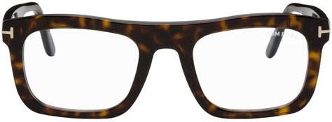 Tom Ford Tortoiseshell Blue Block Rectangular Glasses Ssense Uk
