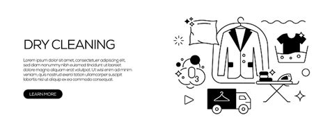 세탁 및 드라이 클리닝 관련 웹 배너 라인 스타일 웹 배너 웹 사이트 헤더 등에 대한 현대 선형 디자인 벡터 일러스트레이션 옷걸이에 대한 스톡 벡터 아트 및 기타 이미지