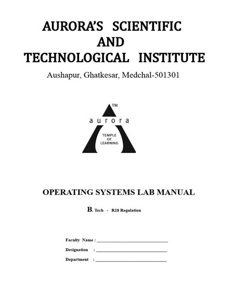Operating Systems R18 Lab Manual Pdf Operating System Scheduling