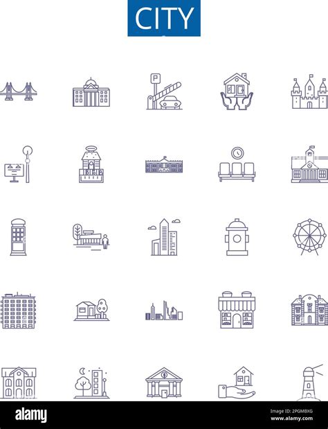 City Line Icons Signs Set Design Collection Of Urban Metropolis