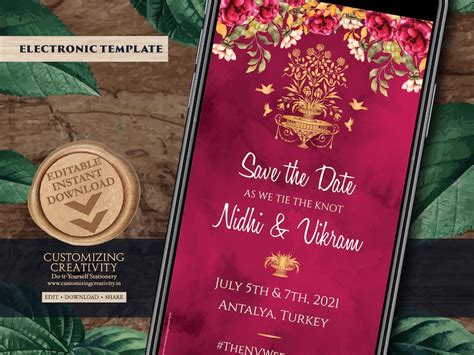 Save The Date Editable Template Digital Download For Your Etsy