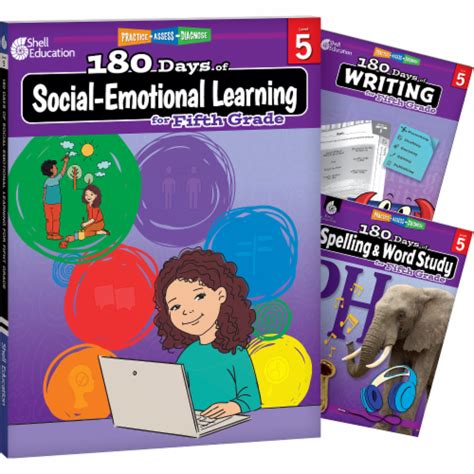 Shell Education 180 Days Social Emotional Learning Writing And Spelling Grade 5 3 Book Set 3