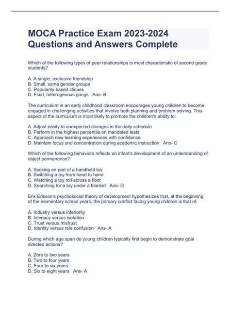 Moca Practice Exam Questions And Answers Complete Moca Stuvia Us