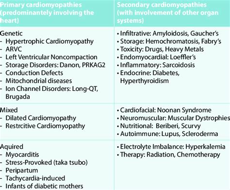 The 2006 Aha Classification Scheme For Cardiomyopathies With Selected