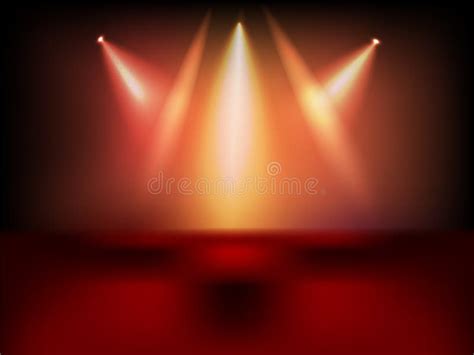 Theater Stage Lighting With Red Colored Spotlight Theater Scene Vector