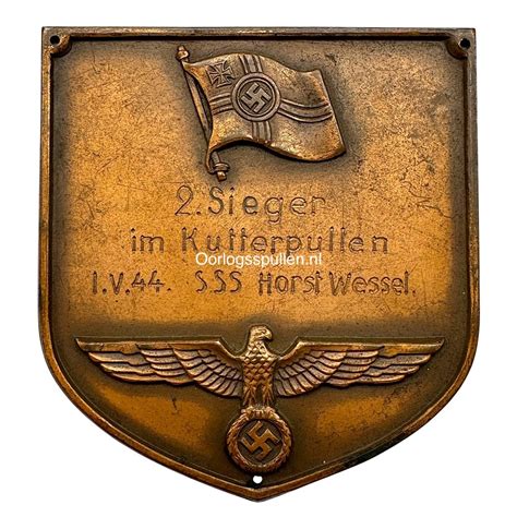 Original Wwii German Kriegsmarine Sss Horst Wessel Plaque