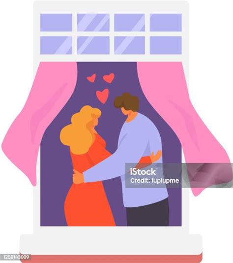 창 벡터 일러스트 만화 활성 남자 여자 또는 커플 캐릭터에 이웃 주택 아파트 세트에 살고 이웃 사람들 개념에 대한 스톡 벡터 아트 및 기타 이미지 Istock