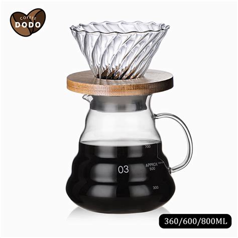 Mua Bình đựng Cà Phê Thủy Tinh V60 Giá Đỡ Phễu Bằng Gỗ Tròn Bình Pha Cà