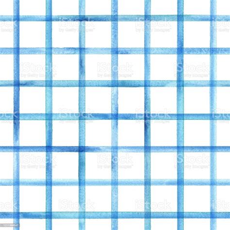 수채화 스트라이프 격자 무늬 이음새가 있는 패턴 흰색 배경의 파란색 줄무늬 깅엄에 대한 스톡 벡터 아트 및 기타 이미지 깅엄