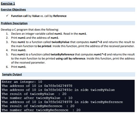 solved exercise 1 exercise objectives function call by