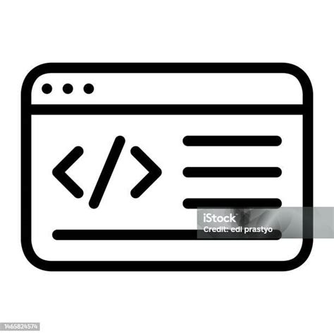 Writing Syntax Code With Window Of A Software In Outline Icon Coding