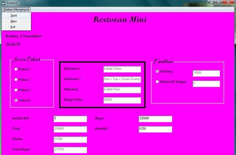 Program Visual Basic Restoran Adam Khamarullah