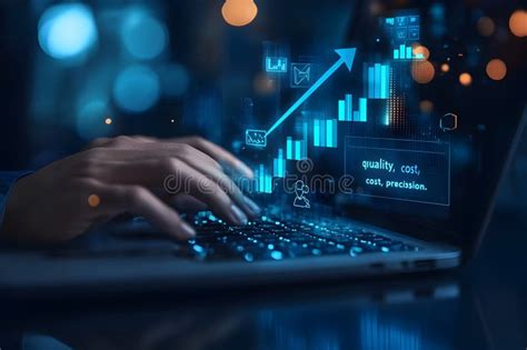 Digital Business Analytics And Data Visualization On Laptop Representing Growth Success