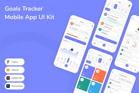 Goals Tracker Mobile App Ui Kit Ui Kits And Libraries ~ Creative Market