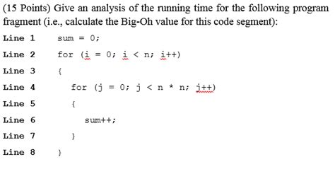 Solved Give An Analysis Of The Running Time For The