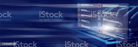 설문 조사 양식 체크리스트의 확인 표시 온라인 양식 작성 및 질문 개념 배경에 답변 기치 공간을 복사합니다 가입서에 대한 스톡 사진 및 기타 이미지 Istock