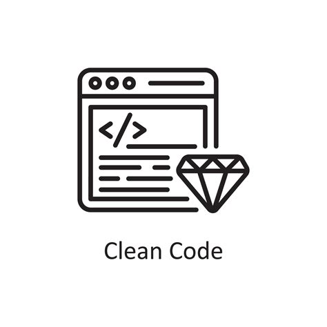 Clean Code Vector Outline Icon Design Illustration Design And Development Symbol On White