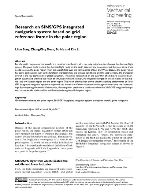 Pdf Research On Sinsgps Integrated Navigation System Based On Grid Reference Frame In The