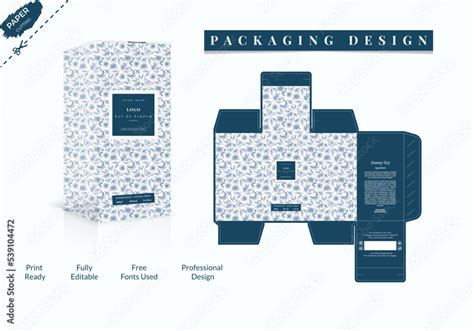 Box Packaging Die Cut Template For Product Vector Design With 3d Preview And Perfume Packaging