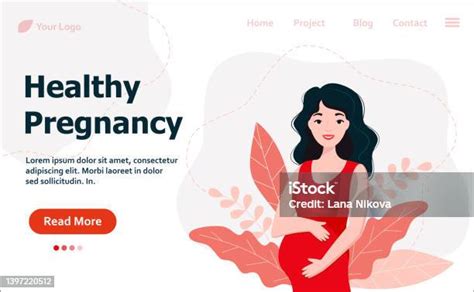 건강한 임신 배너 만화 스타일의 임산부 벡터 일러스트레이션 벡터 웹 배너 가족에 대한 스톡 벡터 아트 및 기타 이미지 가족 개념 건강한 생활방식 Istock