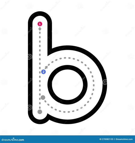 Tracing Alphabet Letter B Lowercase Prewriting Dotted Line Element For