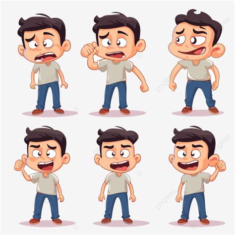 감정 클립 아트 만화 캐릭터 벡터 표정이 많은 청년 감정적인 클립 아트 Png 일러스트 및 벡터 에 대한 무료 다운로드 Pngtree