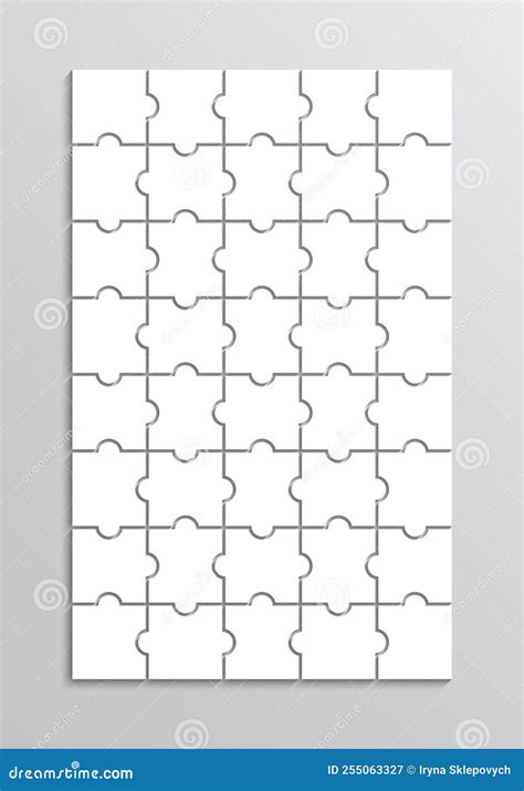 Puzzle Pieces Grid Jigsaw Template Puzzle Layout With 8x5 Details Laser Cut Frame Stock