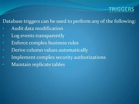 Triggersandactivedatabasesindatabasespptx