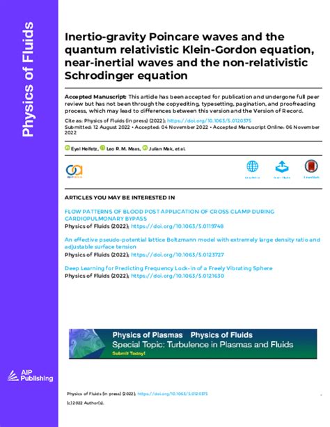 Pdf Inertio Gravity Poincaré Waves And The Quantum Relativistic Klein