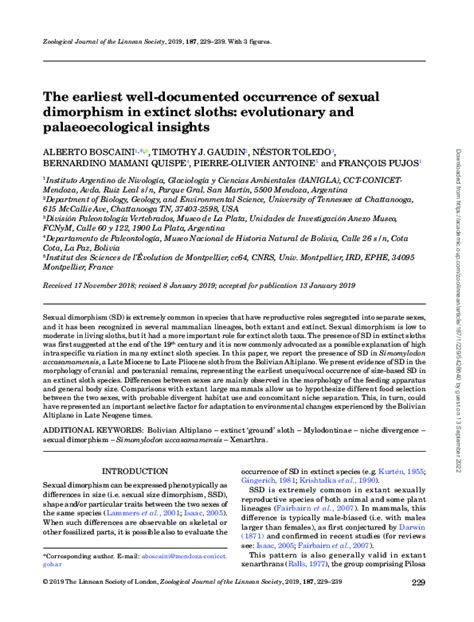 Pdf The Earliest Well Documented Occurrence Of Sexual Dimorphism In