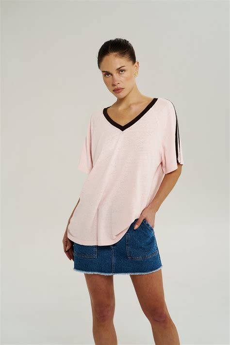 V Neck Jersey Tee Dusty Rose