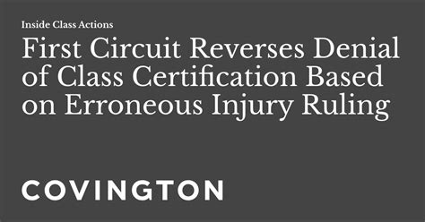 First Circuit Reverses Denial Of Class Certification Based On Erroneous