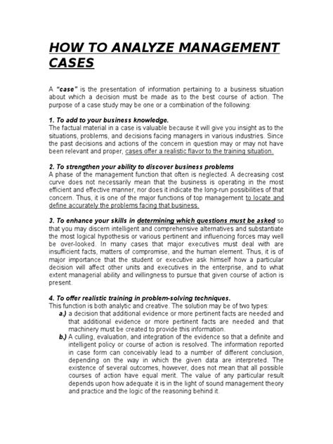 How To Analyze Management Cases Pdf Hypothesis Cognition