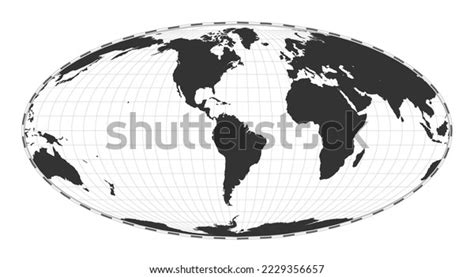 Vector World Map Equalarea Pseudocylindrical Mollweide Stock Vector Royalty Free 2229356657