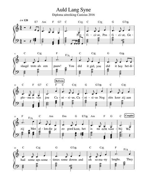 Auld Lang Syne Sheet Music For Piano Solo