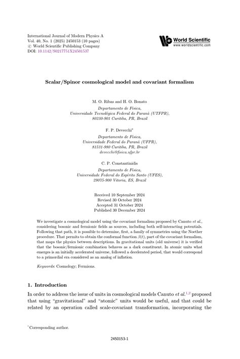 Scalarspinor Cosmological Model And Covariant Formalism Request Pdf