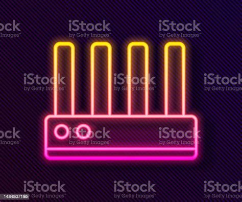 빛나는 네온 라인 라우터와 검은 배경에 격리 와이파이 신호 아이콘 무선 이더넷 모뎀 라우터 컴퓨터 기술 인터넷 벡터 0명에 대한 스톡 벡터 아트 및 기타 이미지 Istock