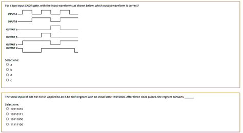 solved for a two input xnor gate with the input waveforms as shown below which output