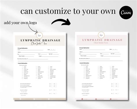 Lymphatic Drainage Forms Editable Lymphatic Drainage Templates Lymphatic Drainage Consultation