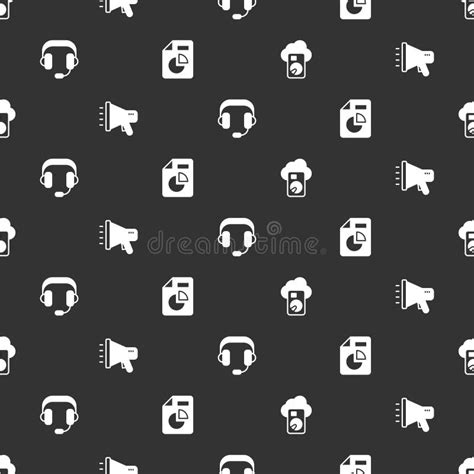 Set Cloud Database Megaphone Headphones And Document With Graph Chart