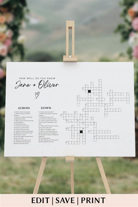 Custom Wedding Crossword Puzzle