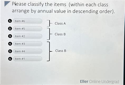 Solved Please Classify The Items Within Each Class Arrange