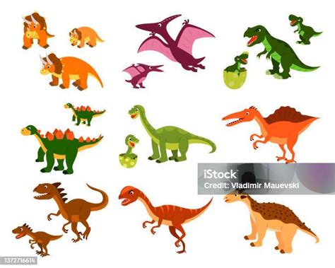 귀여운 만화 공룡과 아이들의 세트 흰색 배경에서 격리된 벡터 트리케라톱스속에 대한 스톡 벡터 아트 및 기타 이미지 트리케라톱스속 티라노사우르스렉스 0명 Istock