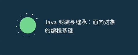 java 封装与继承：面向对象的编程基础 叮当号