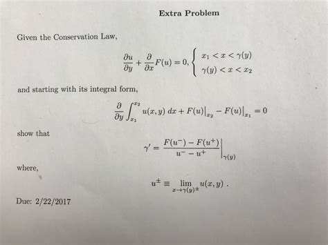 Solved Given The Conservation Law Partial Differential