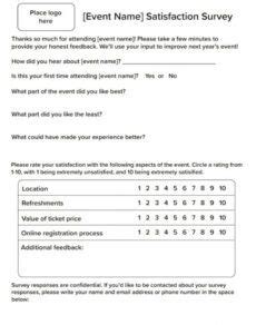 Sample Postevent Survey Tips And Template Qgiv Success Center Post Event Feedback Form Template