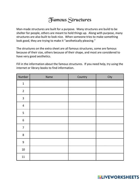 Natural Vs Man Made Structures Online Exercise For Live Worksheets