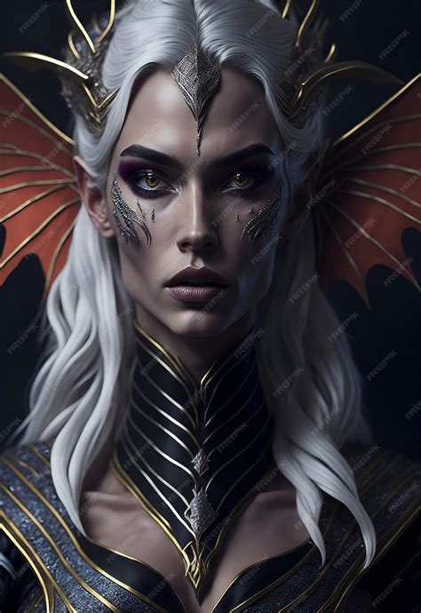 Premium Ai Image Beautiful Young Royal Dragon Queen With Long Platinum Blonde Windblown Hair